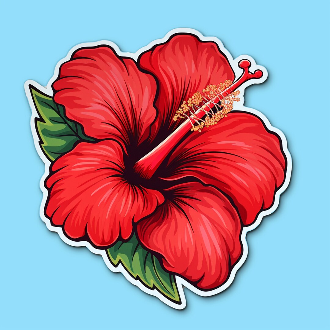 Die-cut Sticker: Vibrant Red Hibiscus Flower Sticker - Etsy