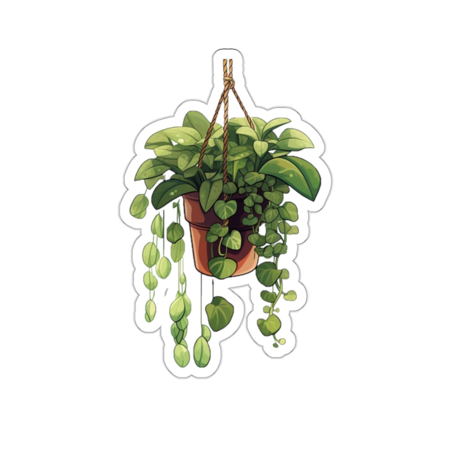 Kiss-cut Sticker: Lush Green Hanging Plant Sticker - Etsy