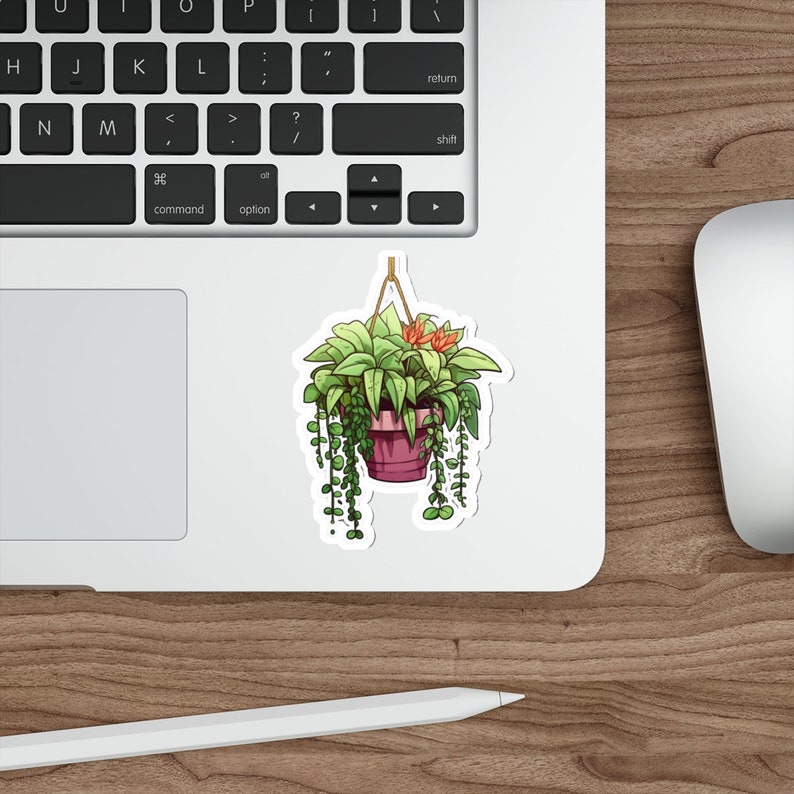 Hanging Plan With Flowers Die Cut Sticker - Etsy