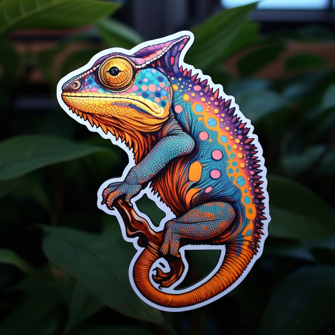 Die Cut Stickers: Colorful Chameleon Sticker - Etsy