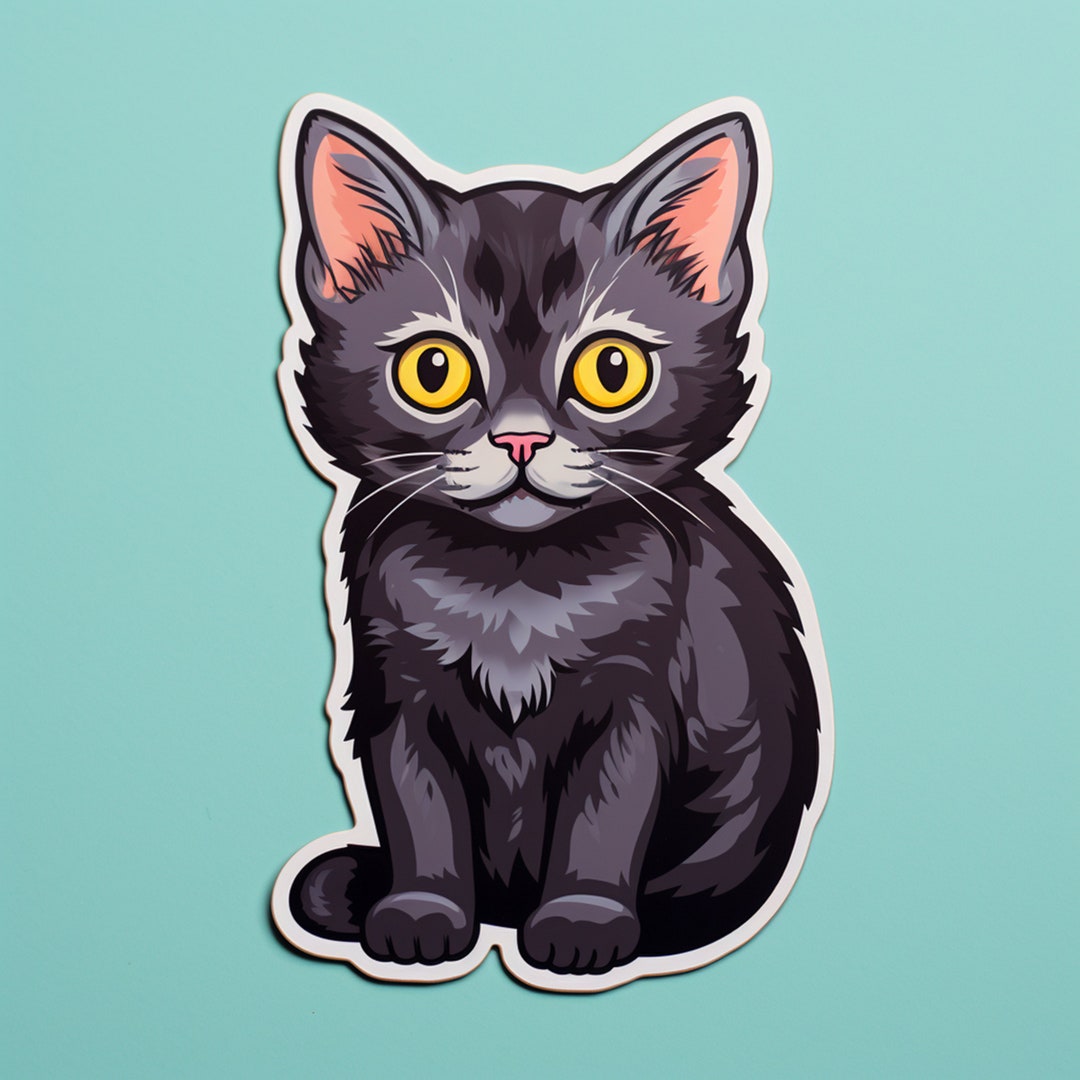 Die Cut Stickers: Domestic Shorthair Cat With Yellow Eyes Sticker - Etsy