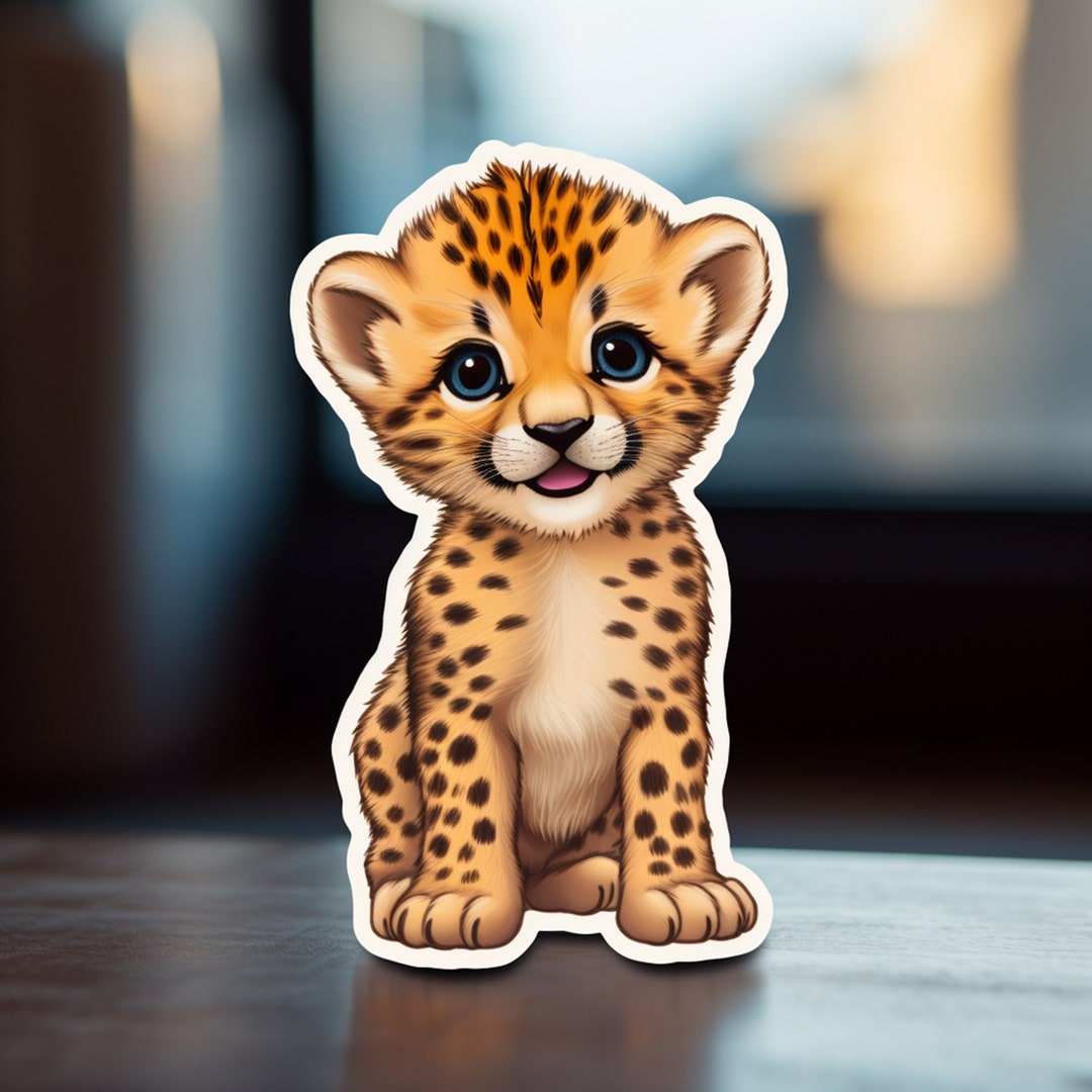 Kiss-cut Sticker: Adorable Smiling Baby Cheetah Sticker - Etsy