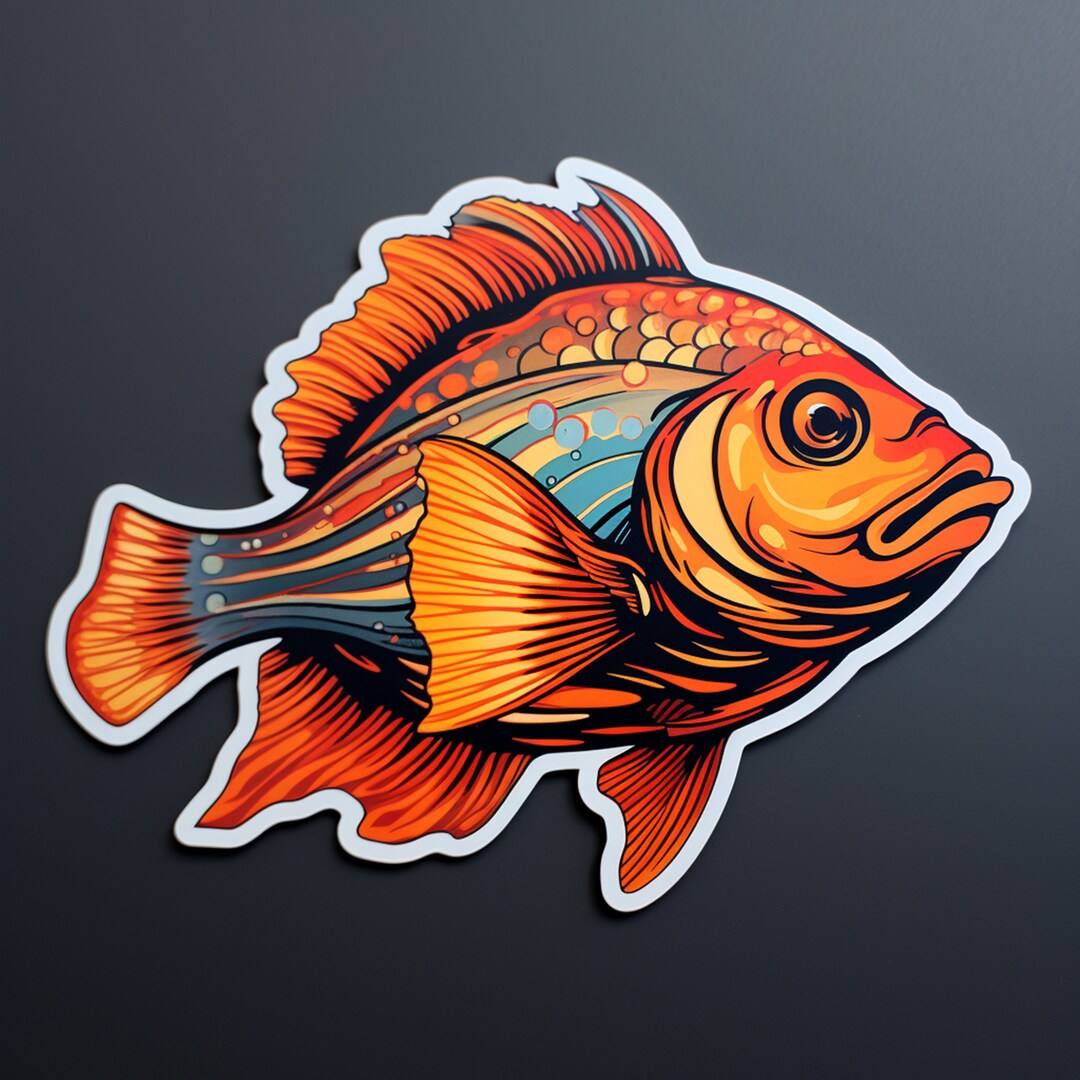 Die Cut Stickers:orange Red and Blue Fish Sticker - Etsy