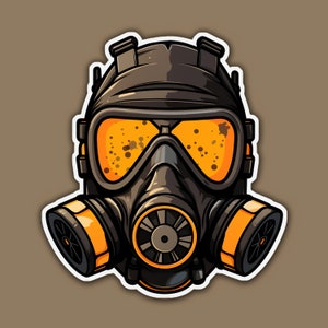 Die Cut Stickers: Orange and Black Gas Mask Sticker - Etsy