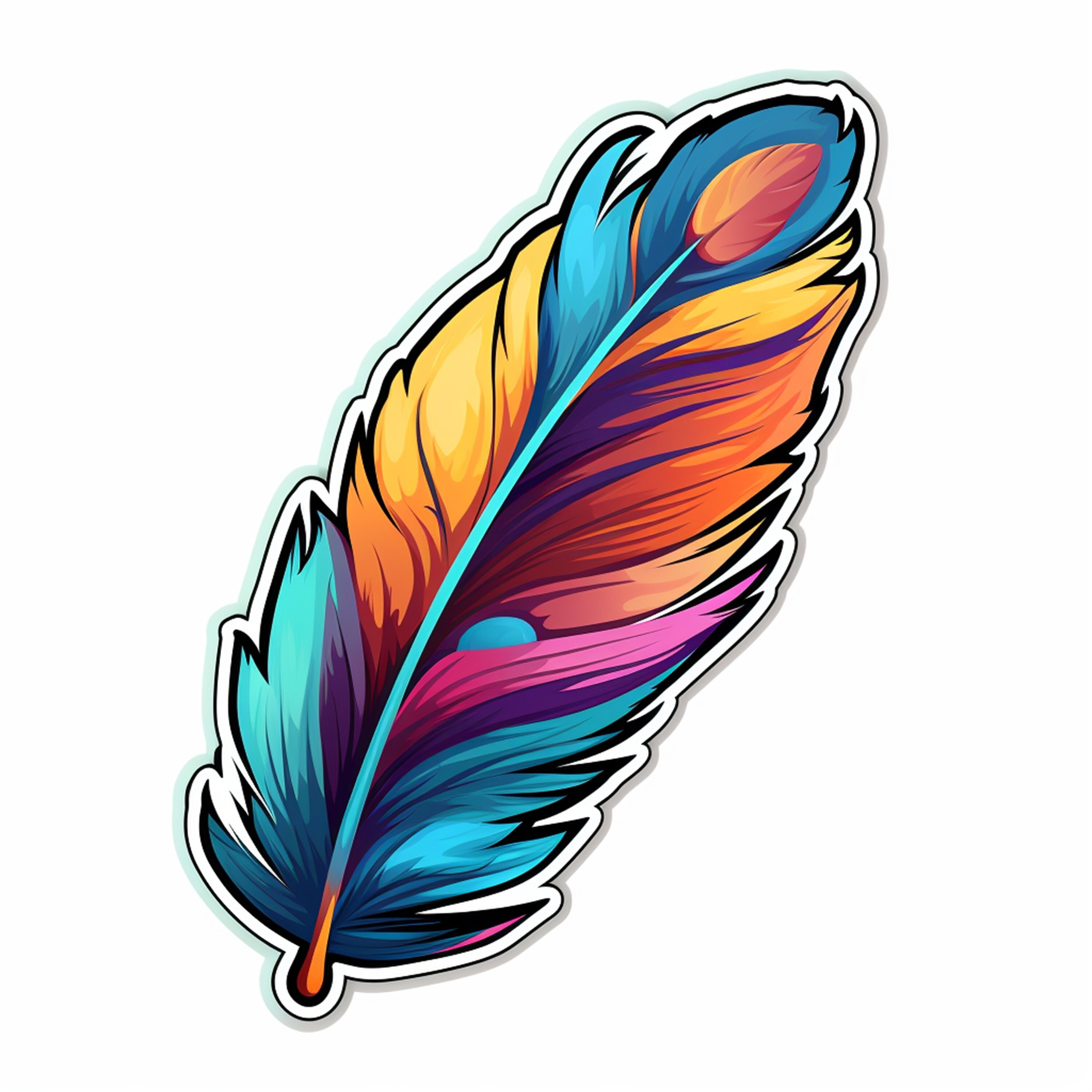 Colorful Feather Die Cut Sticker - Etsy