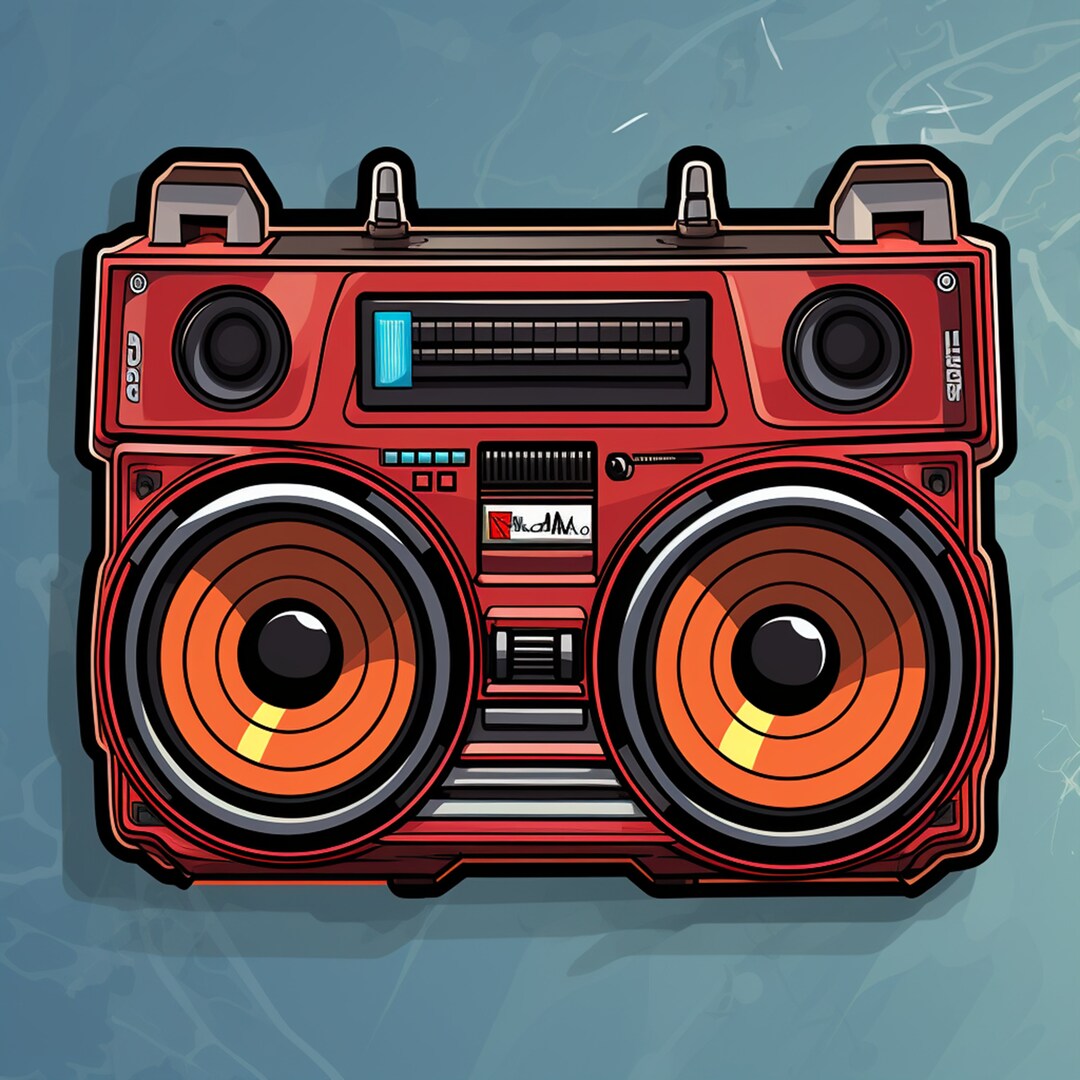 Die Cut Stickers: Red and Orange Boombox Sticker - Etsy