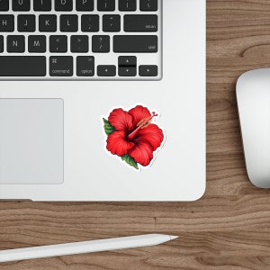 Die-cut Sticker: Vibrant Red Hibiscus Flower Sticker - Etsy