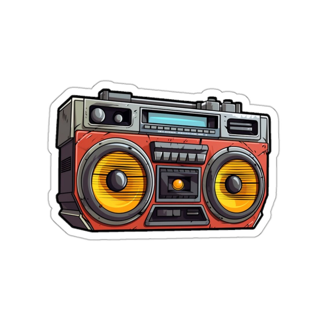 Old School Orange and Yellow Boombox Die Cut Sticker - Etsy