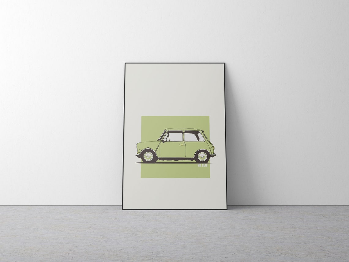 Mr. Bean Mini Cooper Poster Vector Art Print - Etsy