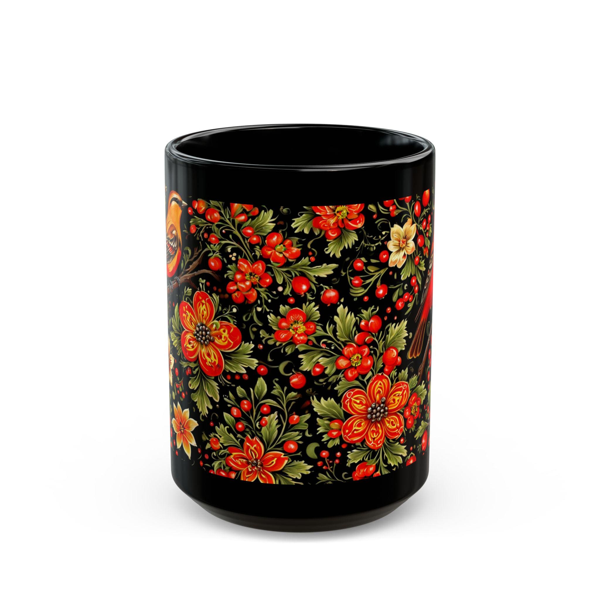 Russian Folk Art Vintage Khokhloma Mug, Russian Mom Gift, Russian Dad ...