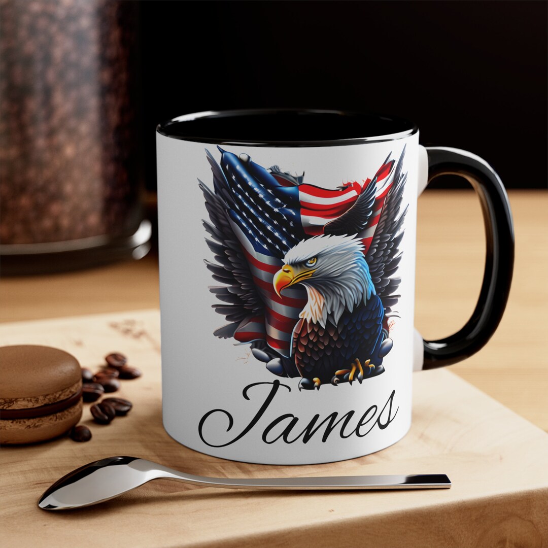 Personalized American Flag Mug: Patriotic Bald Eagle Gift - Etsy