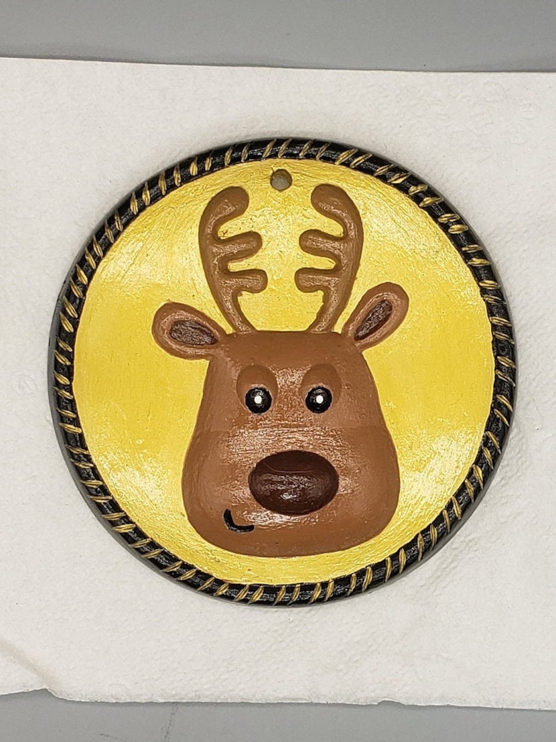 Reindeer Face Christmas Tree Ornament. Handpainted. - Etsy