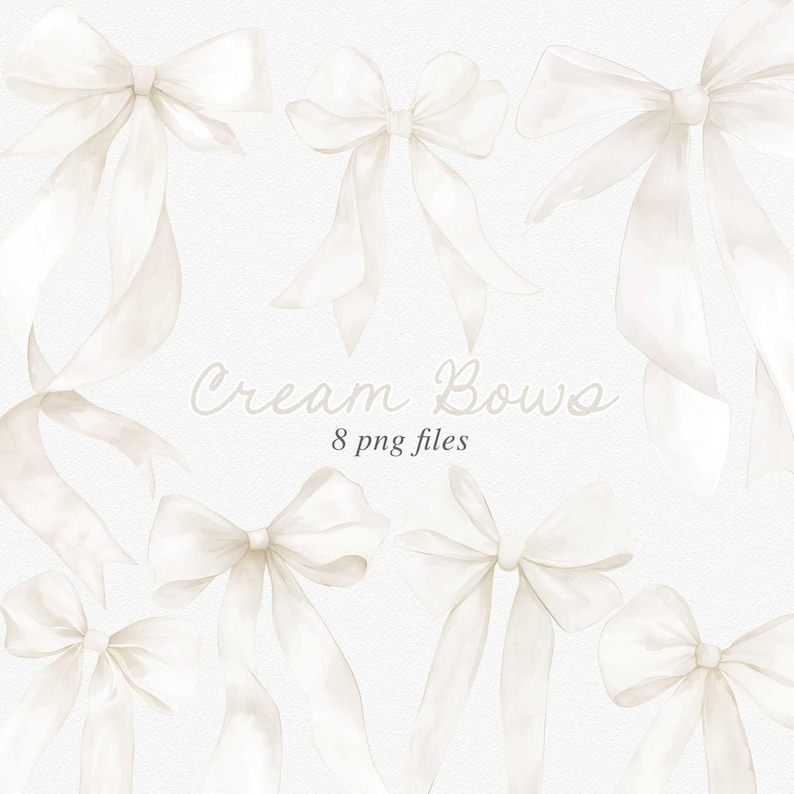 Cream Watercolor Bow Clipart: off White Ivory Bow Graphics (PNG) - Etsy
