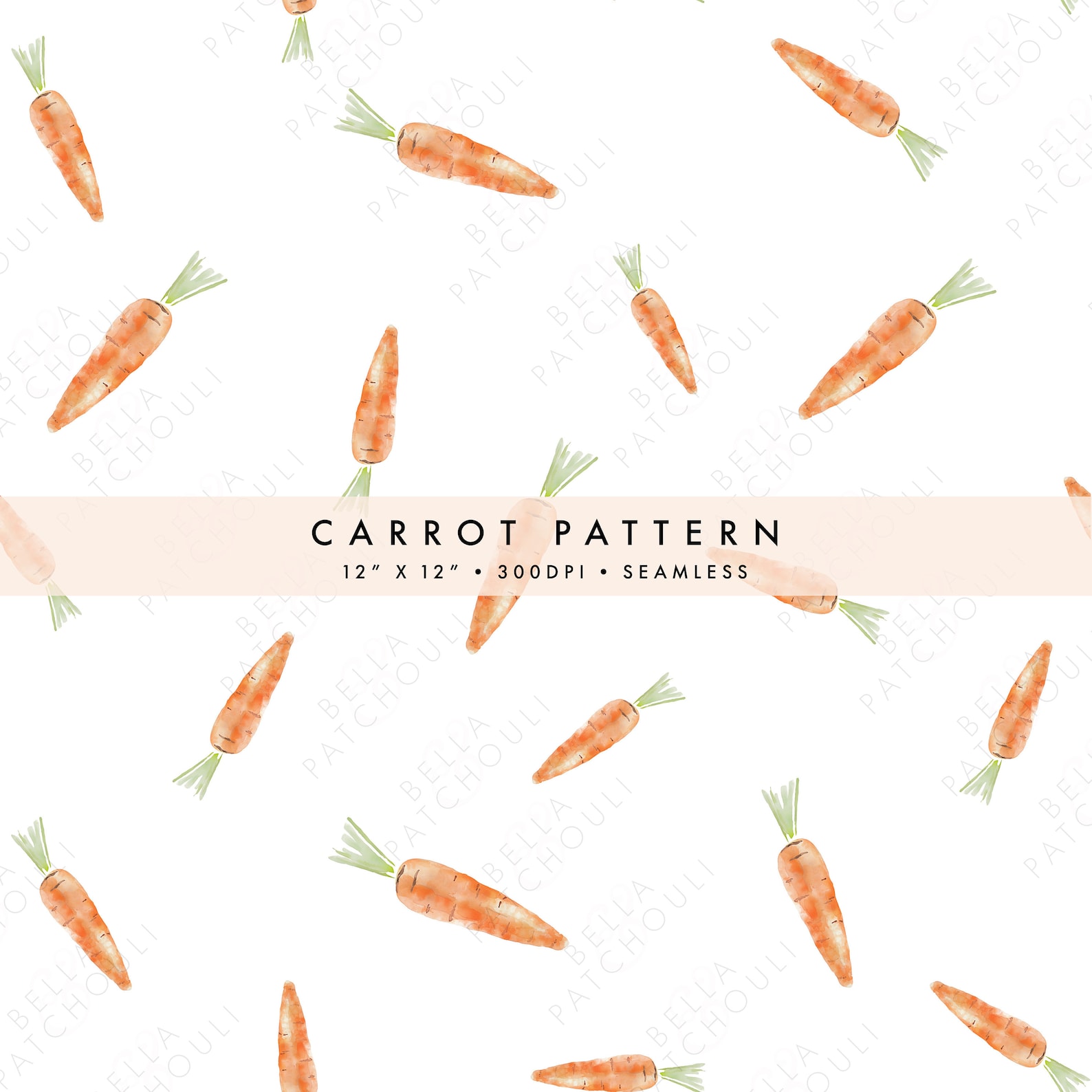 Carrot Seamless Pattern, Watercolor Carrot Digital Papers, Spring ...
