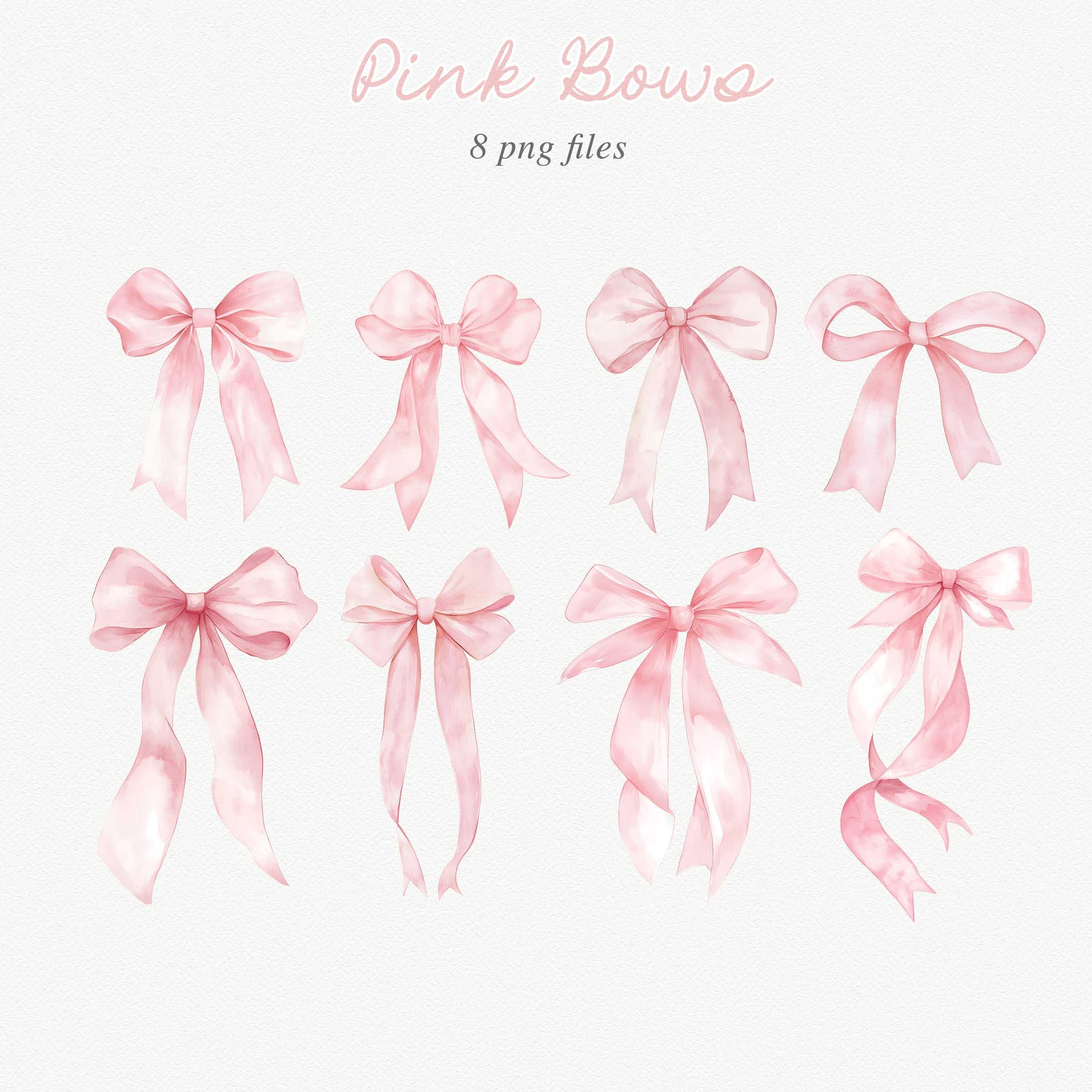 Pink Watercolor Bow Clipart: Blush Pastel Graphics (PNG) - Etsy