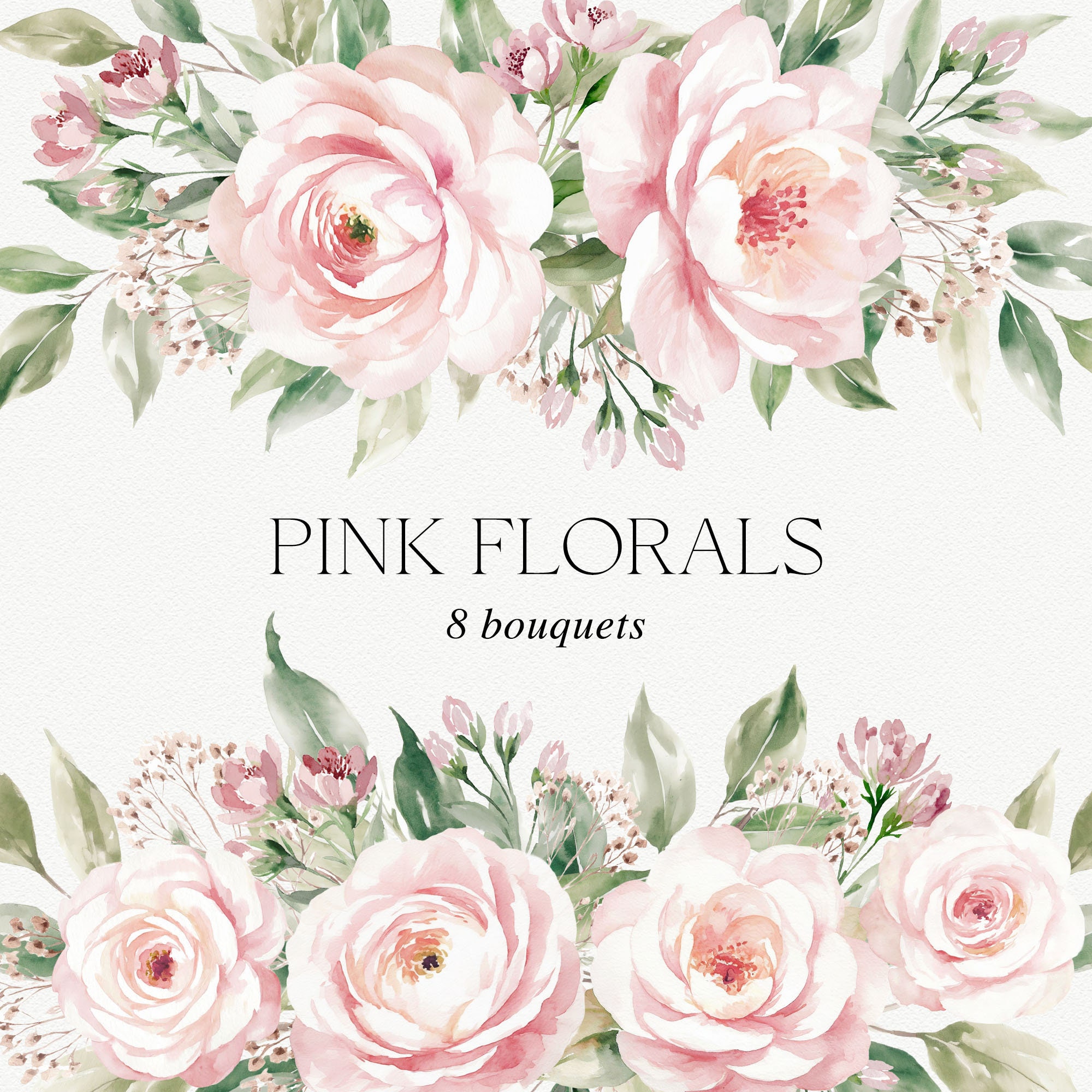 Pink Flower Clipart, Pink Floral Bouquet Graphics, Peony Bouquets Clip ...