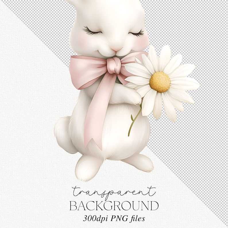 Watercolor Easter Bunny Clipart: Bunnies With Balloons (PNG Files) - Etsy