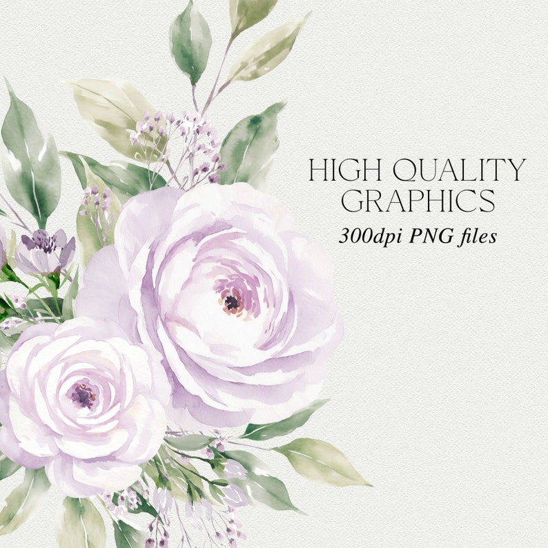 Purple Floral Bouquet Clipart: Wedding Flower Graphics (PNG) - Etsy
