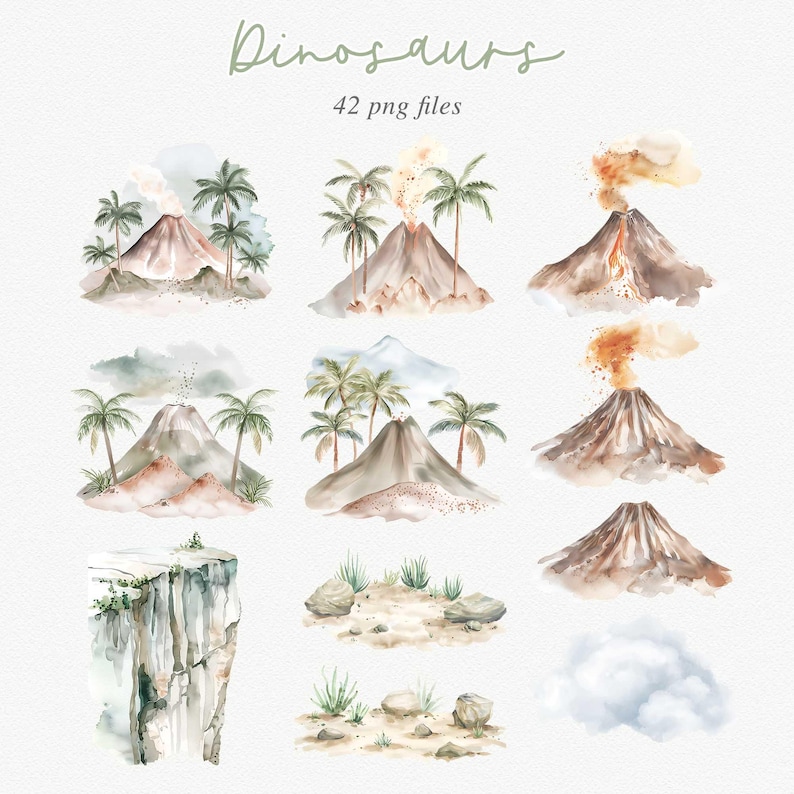 Watercolor Dinosaur Clipart Bundle: Dino Party Decor (PNG) - Etsy