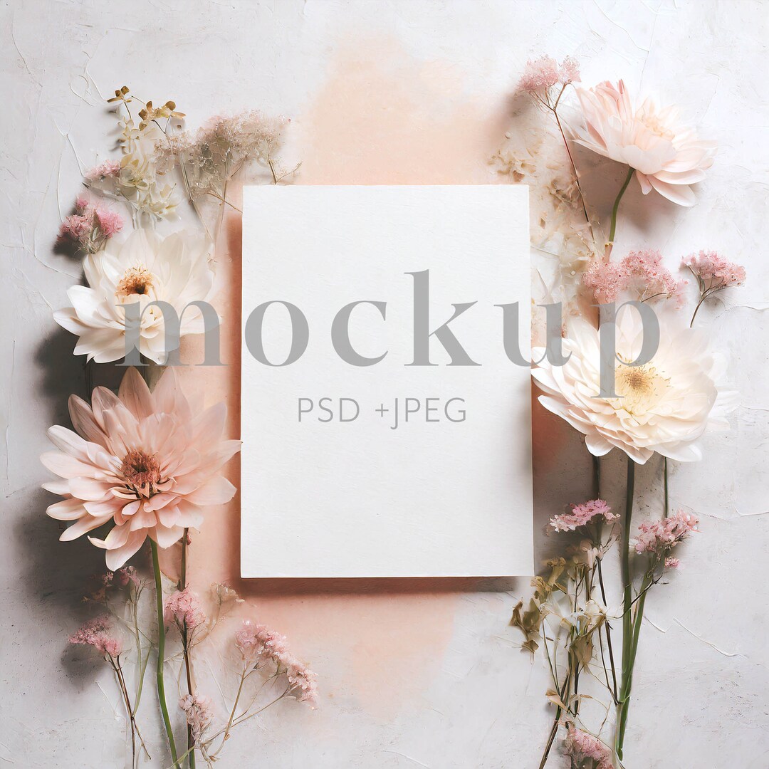 Floral Invitation Mockup: 5x7 Card, PSD & JPG (digital File) - Etsy