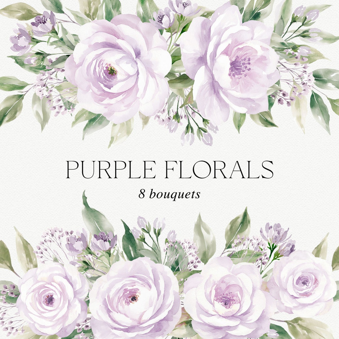 Purple Flower Clipart, Purple Floral Bouquet Graphics, Peony Bouquets ...