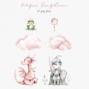 Princess Unicorn Clipart: Magic Kingdom Watercolor Art (32 PNG Files ...
