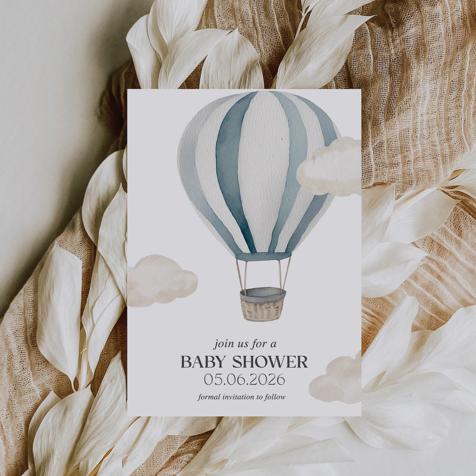 Blue Hot Air Balloon Clipart: Baby Shower Graphics (digital Download ...