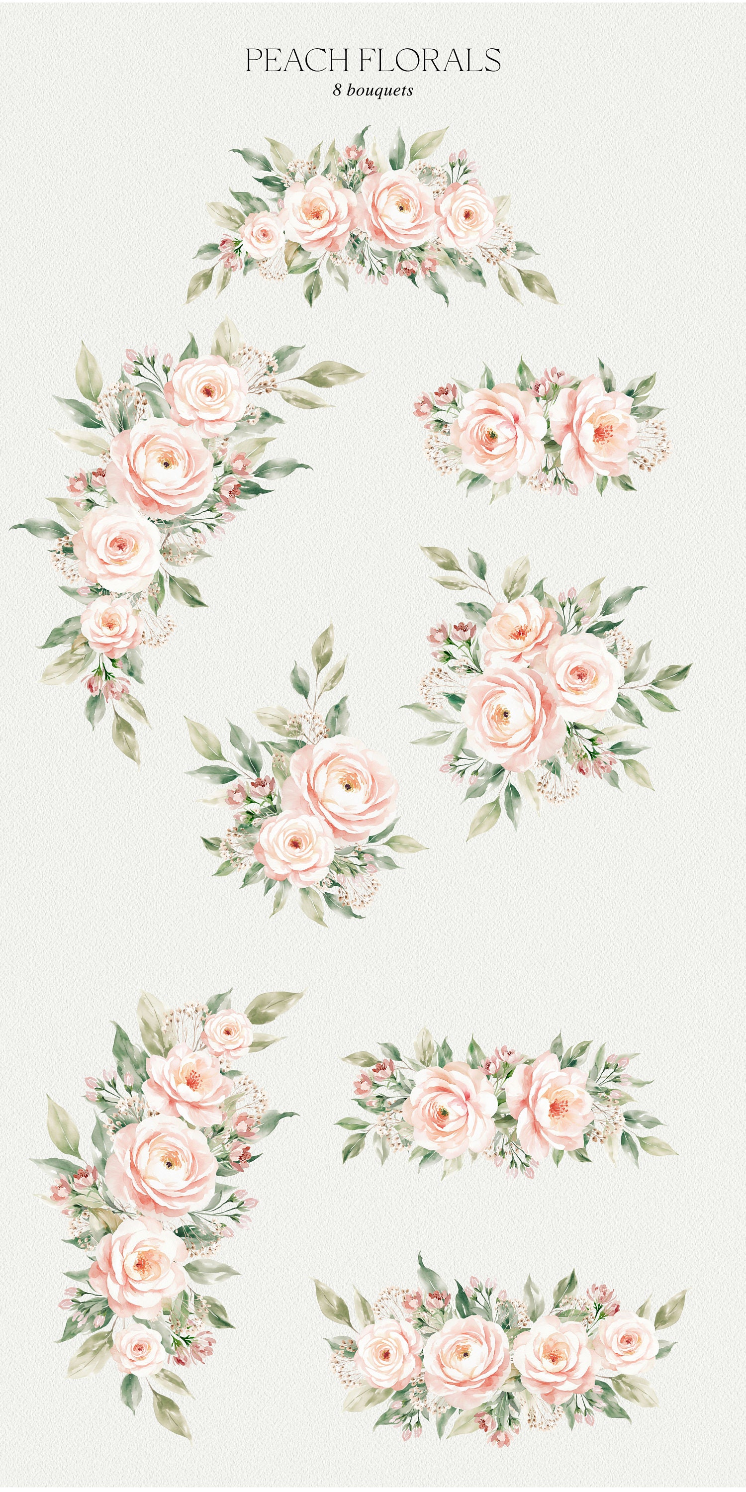 Peach Flower Clipart, Pink Floral Bouquet Graphics, Peony Bouquets Clip ...