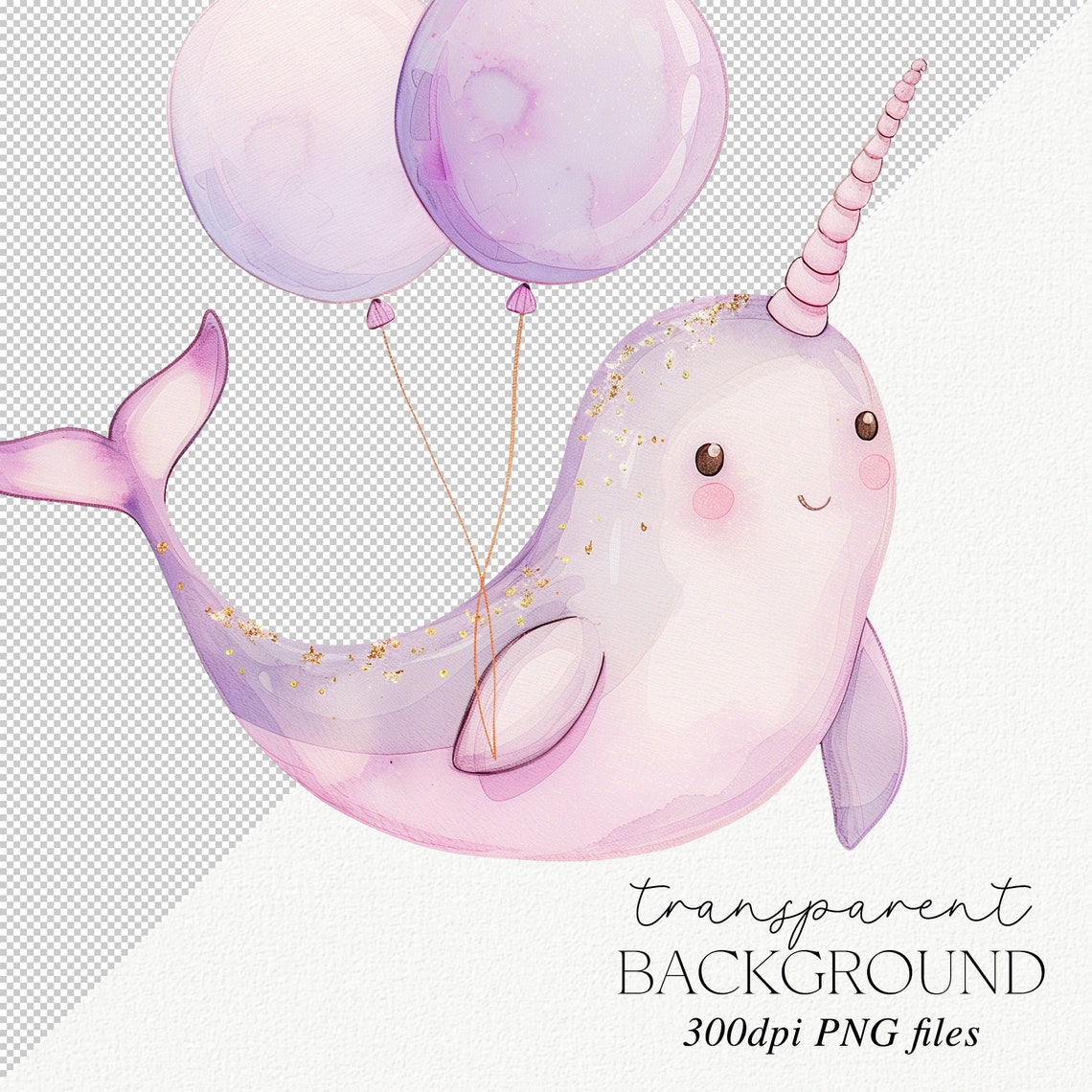 Watercolor Narwhal Clipart, Pastel Narwhal Clip Art, Party Narwhals ...