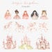 Princess Unicorn Clipart: Magic Kingdom Watercolor Art (32 PNG Files ...