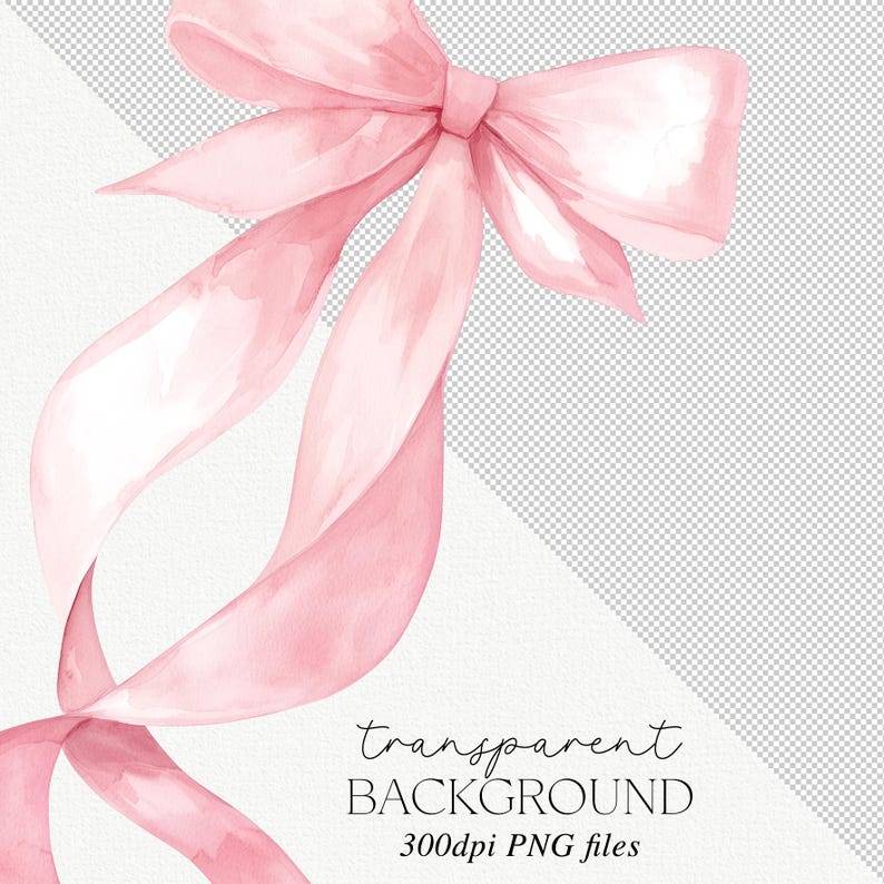 Pink Watercolor Bow Clipart Blush Pastel Graphics Png Etsy