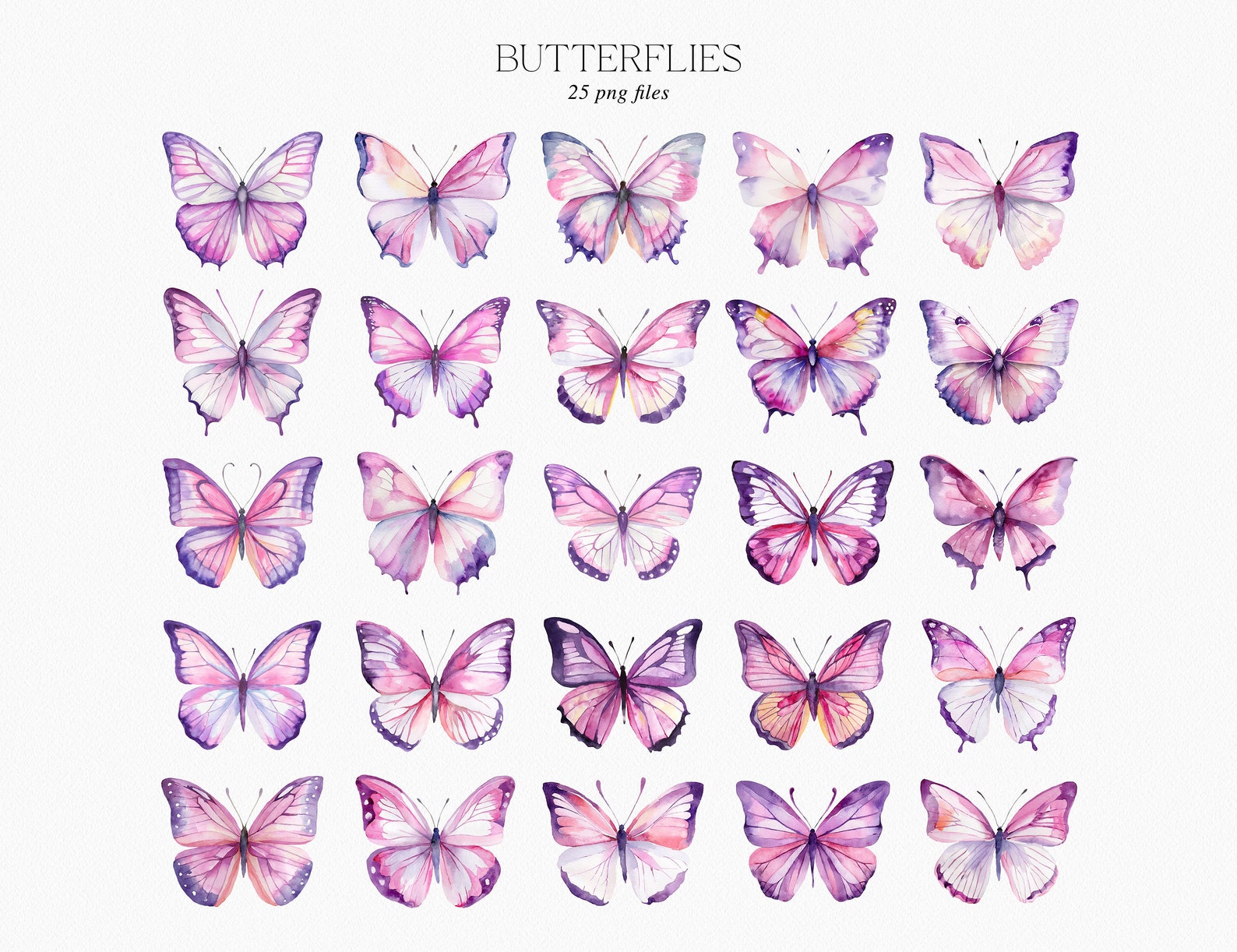 Butterfly Clipart, Pink Watercolor Butterflies, Purple Butterfly ...