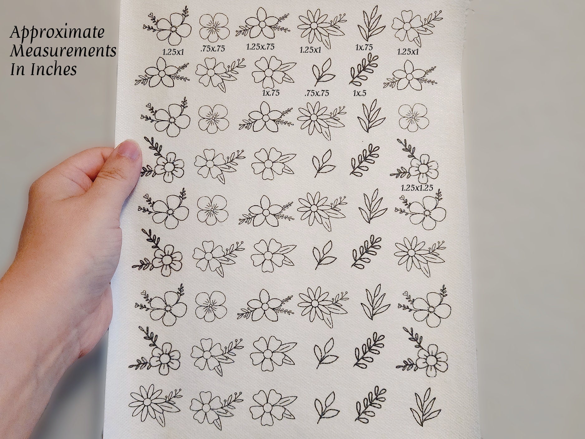 Mini Flower Variety Embroidery Full Sheet,stick and Stitch Transfer ...