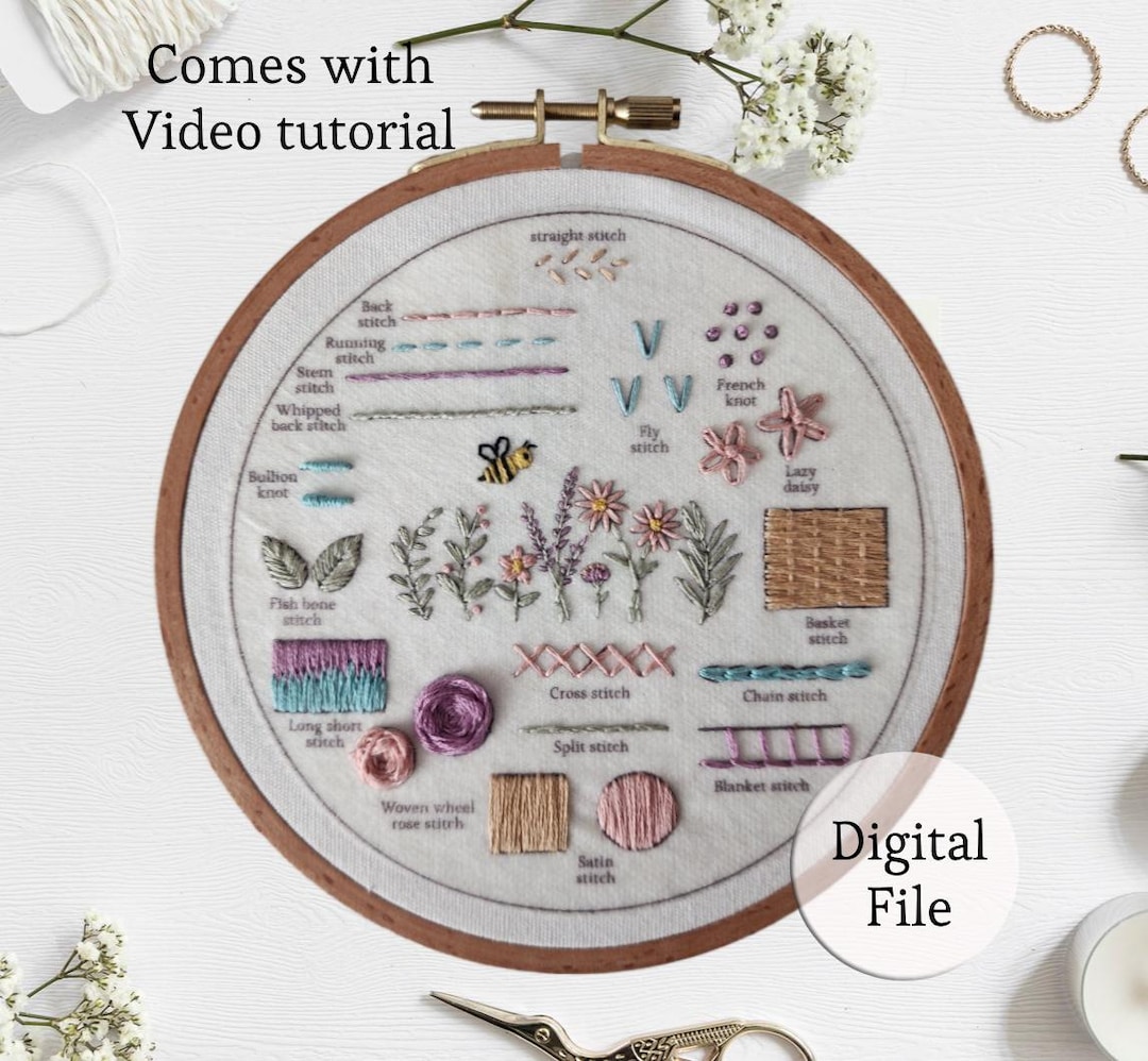 PDF Beginner Embroidery Sampler Hand Embroidery Print and Stitch ...