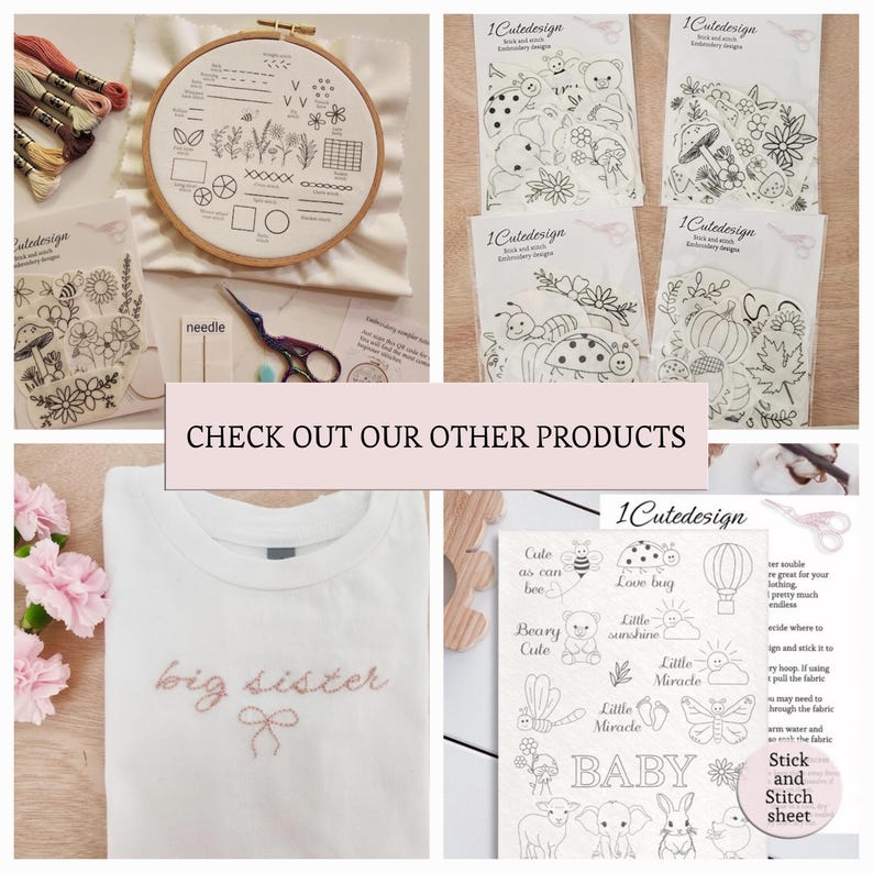 Hand Embroidery Kit With Canvas Bag Floral Stick and Stitch Needlework ...