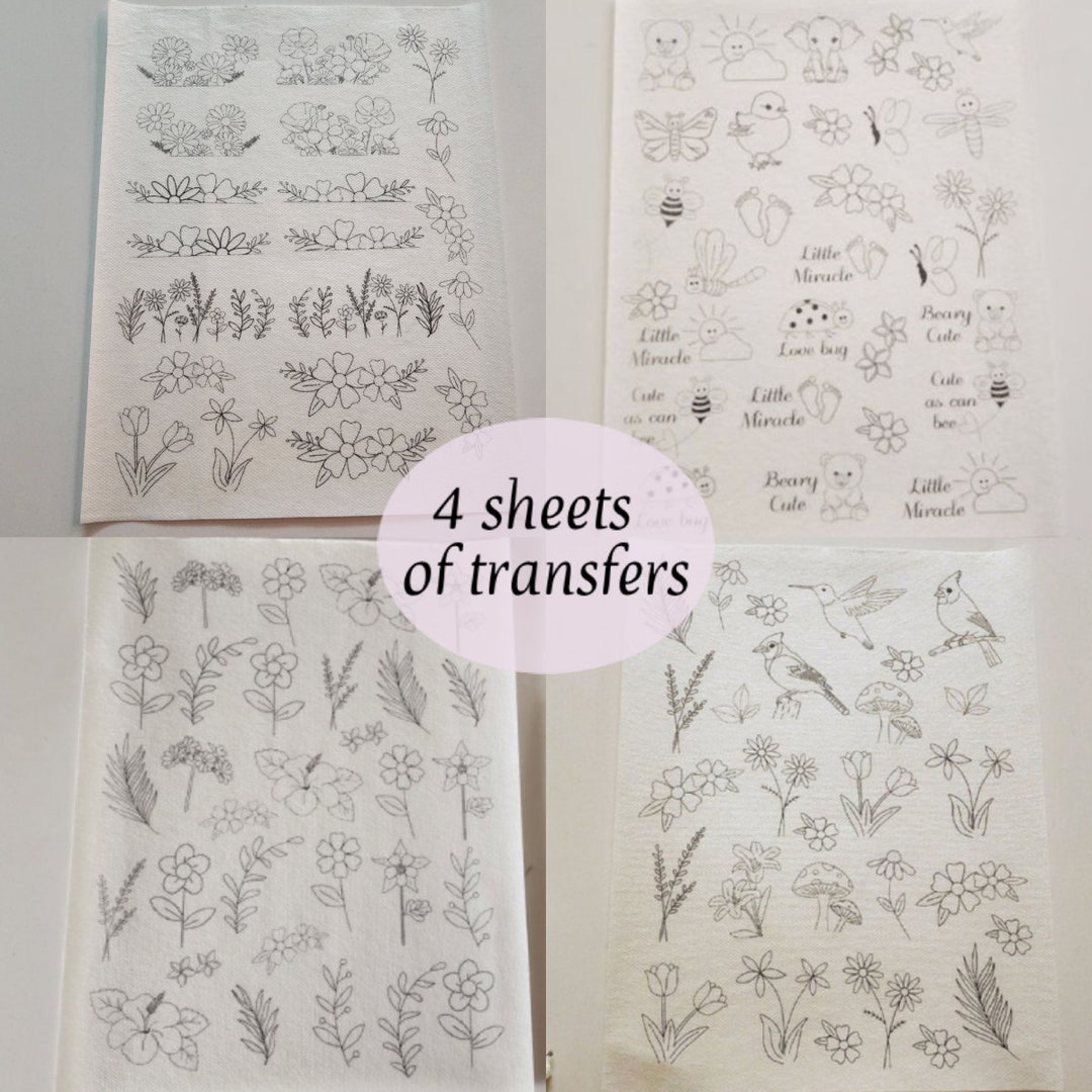 Embroidery Sheet Transfers Stick and Stitch Transfer Paper Handmade ...