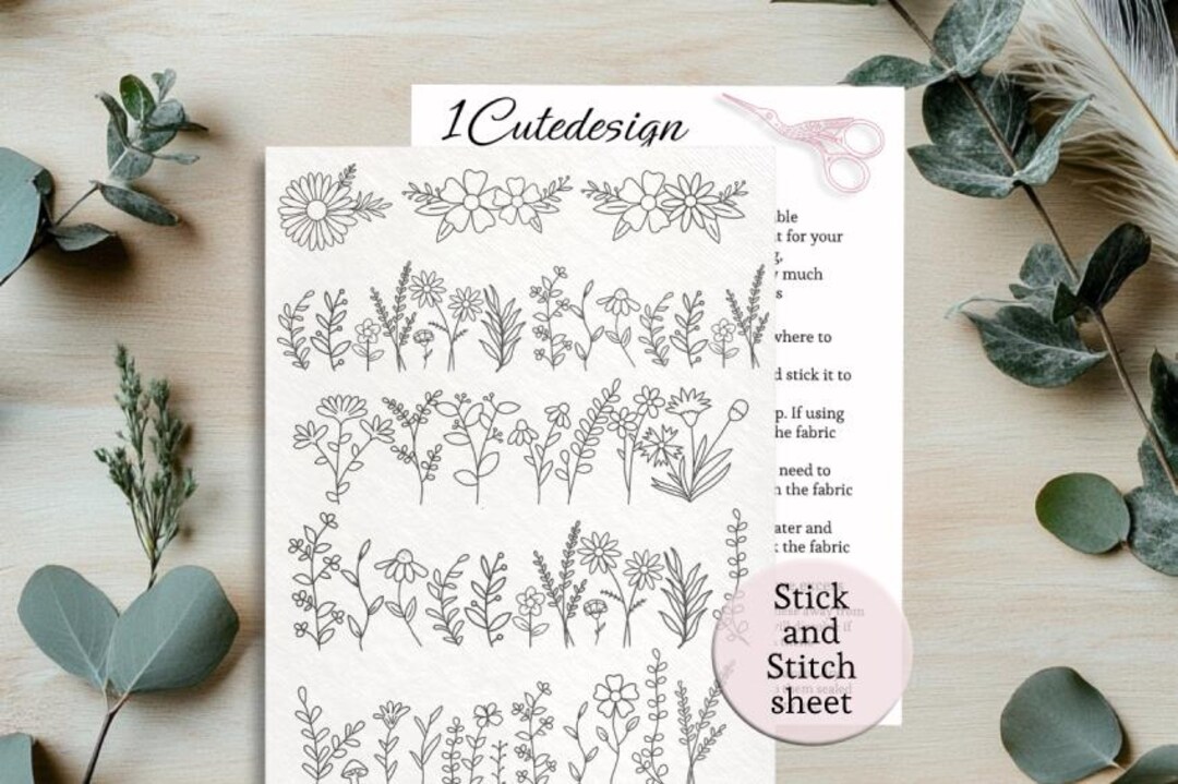 Floral Embroidery Chains, Stick and Stitch Transfer Paper, Washaway ...