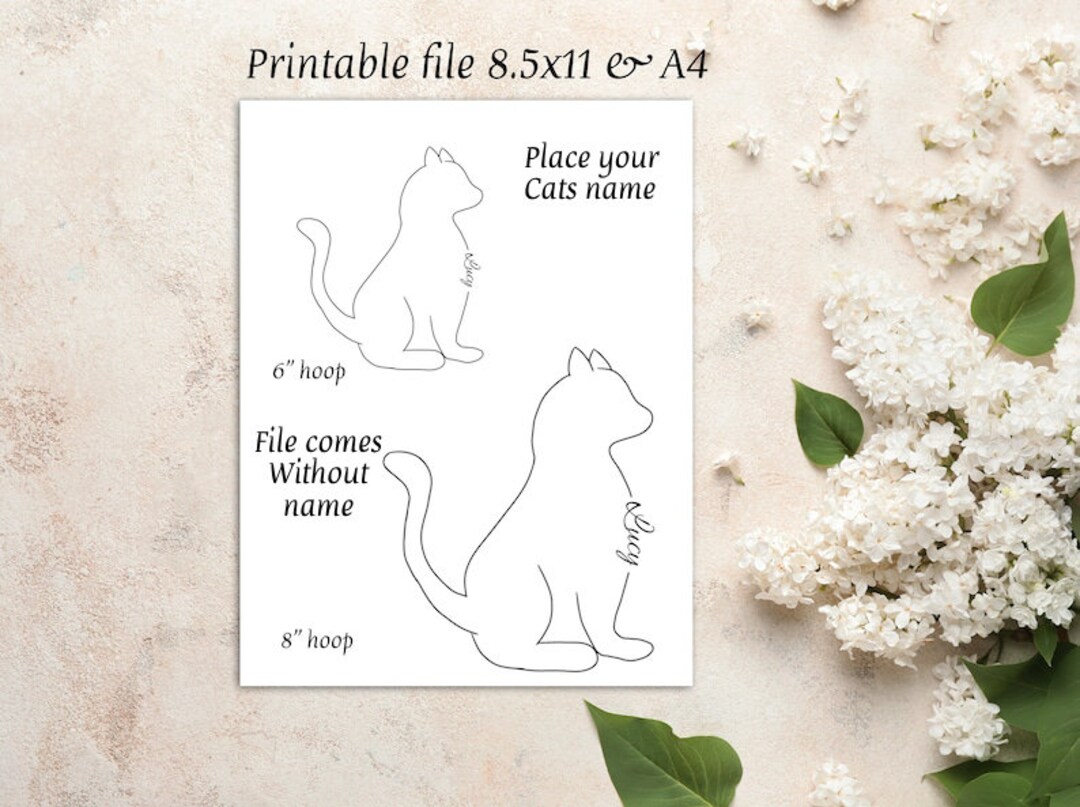 PDF Embroidery Pattern Dissolve Custom Cat Hand Embroidery Print and ...