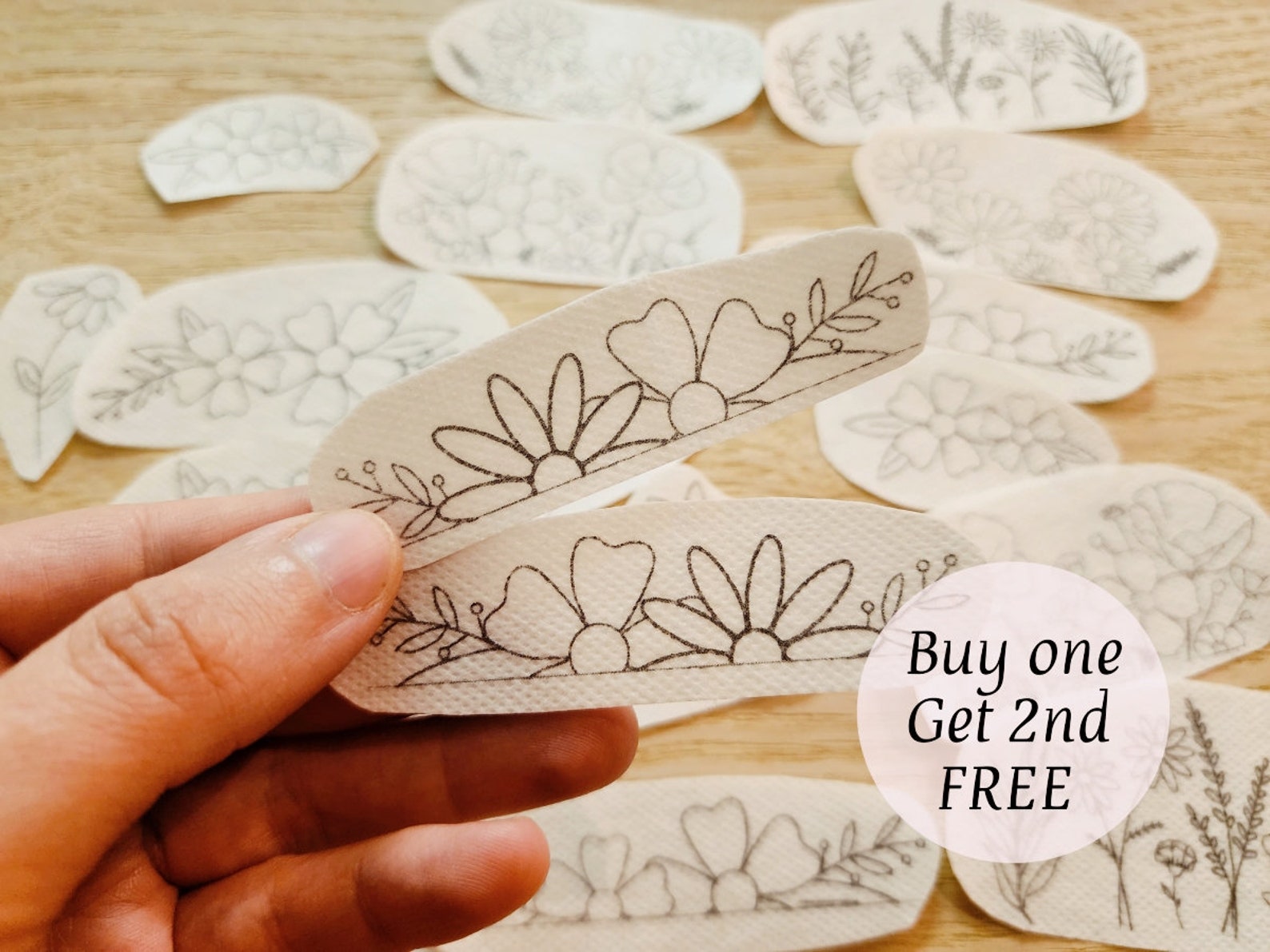 Floral Pair Embroidery Stick and Stitch Transfer Peel and Stick ...