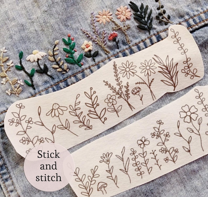 Denim Jacket Embroidery Stick and Stitch Transfer Paper Wash Away ...