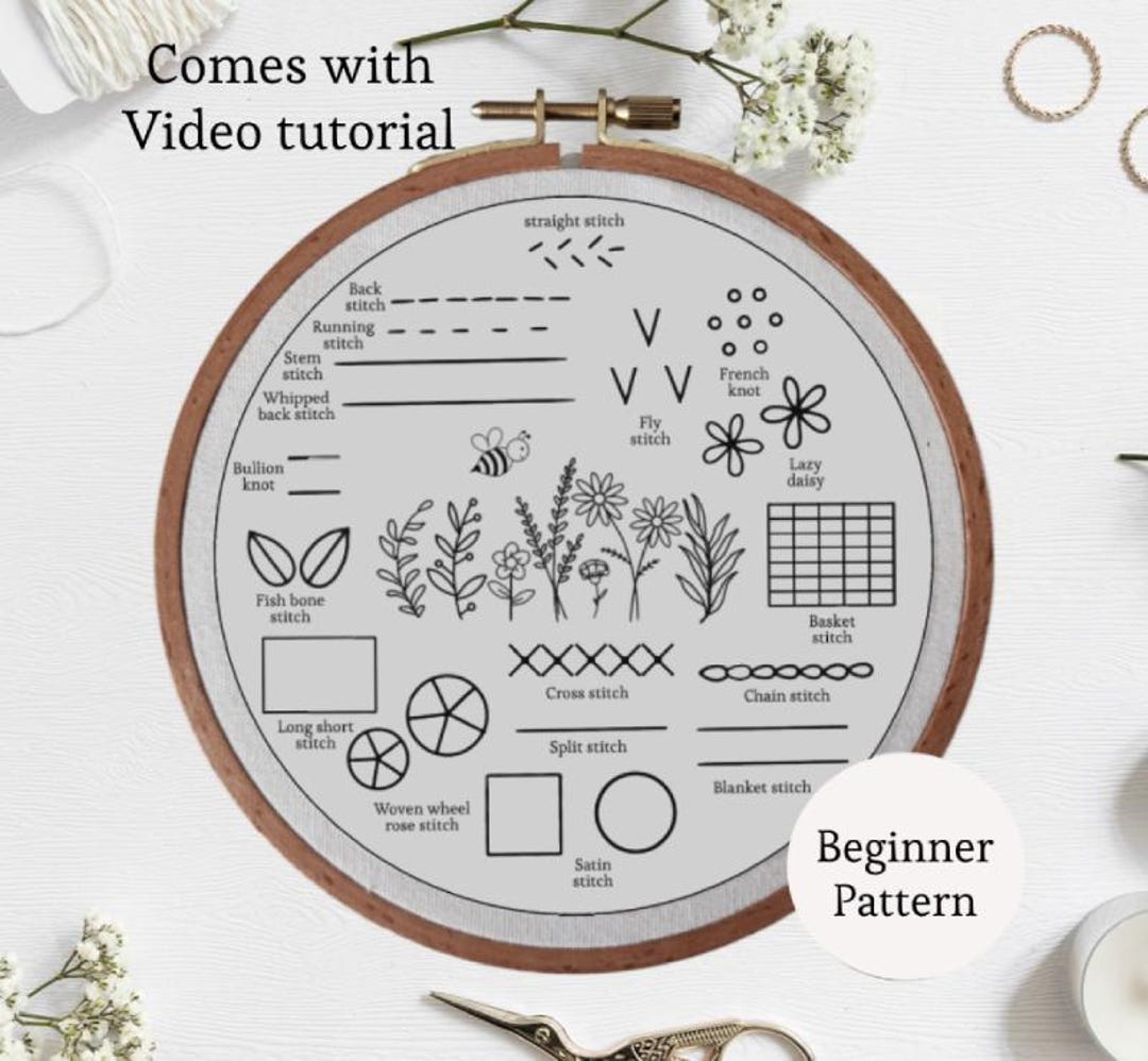 Beginner Embroidery Sampler Hand Embroidery Print and Stitch Beginner ...
