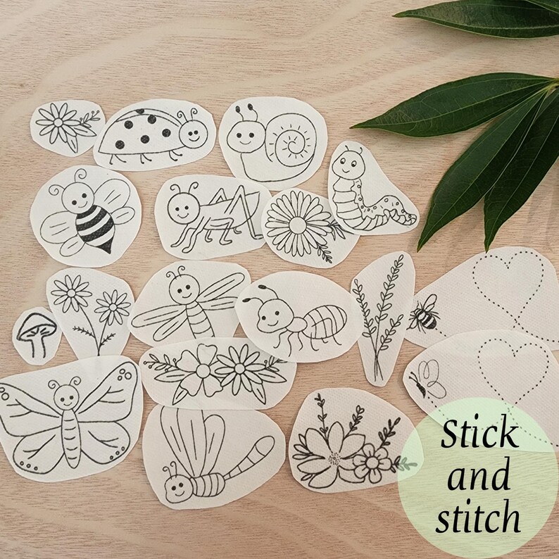 Spring Insects Embroidery Pattern, Stick and Stitch Transfer Paper ...