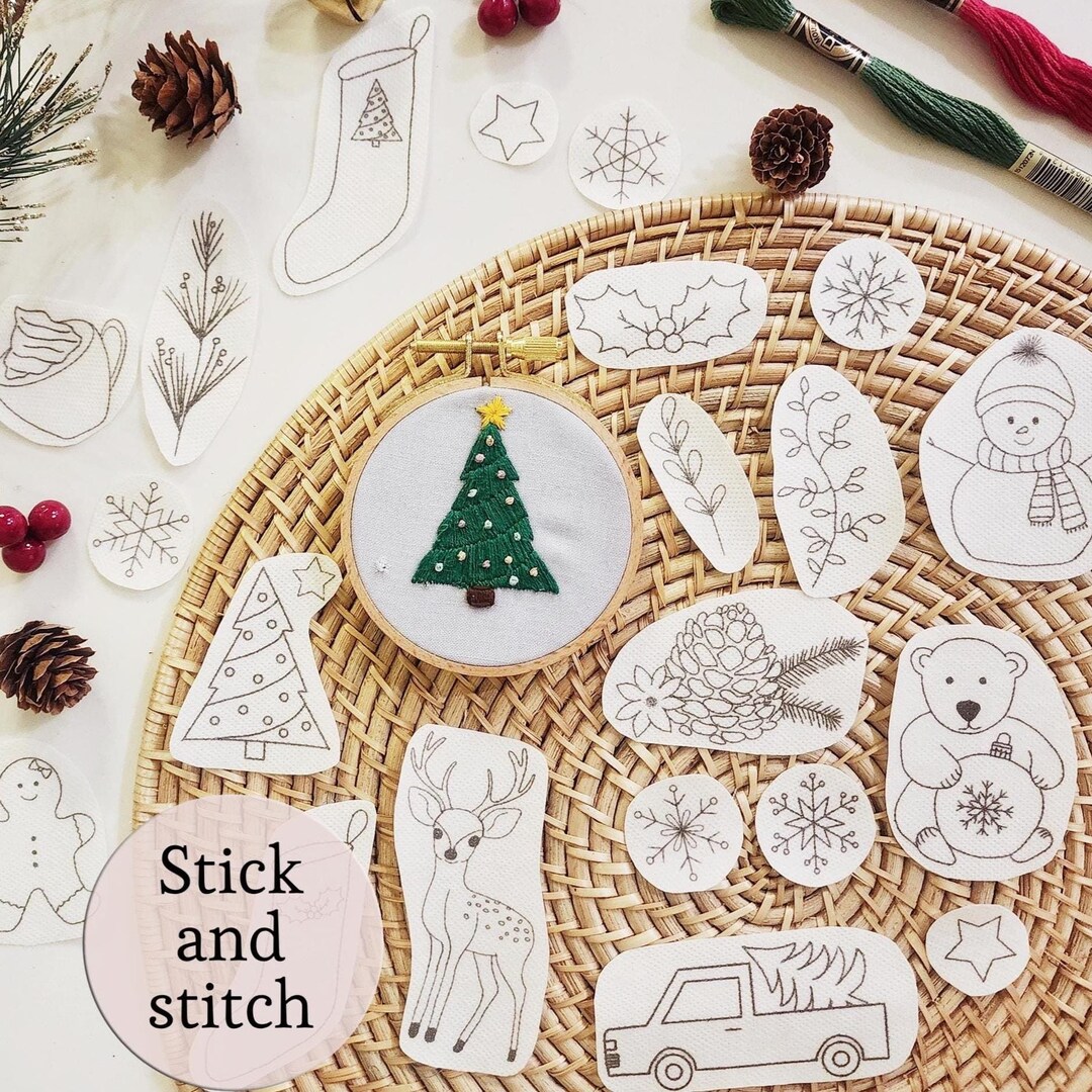Stick and Stitch Christmas Wash Away Embroidery Stabilizer Peel and ...