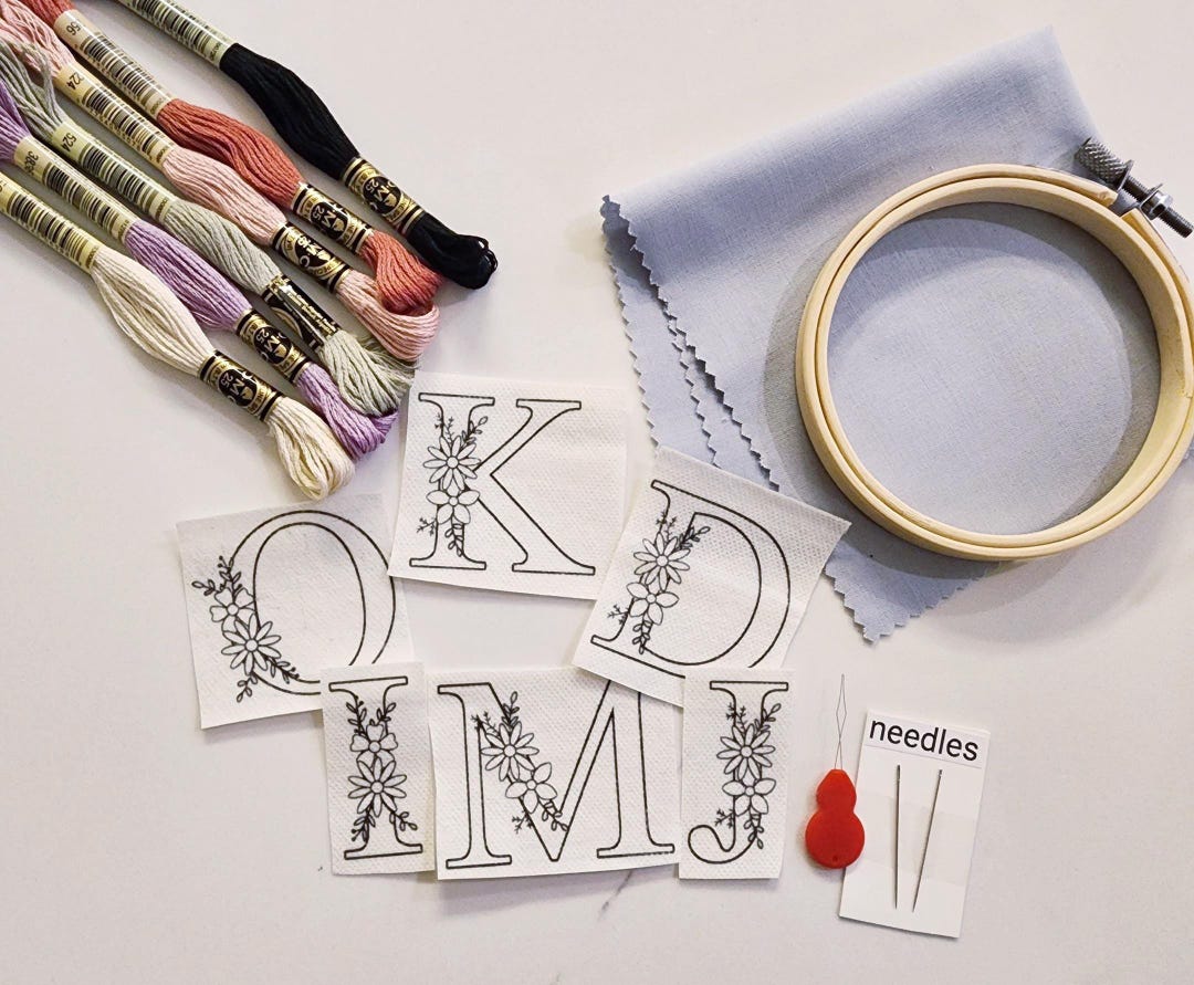 Alphabet Embroidery Kit Stick and Stitch Letters Embroidery Gift for ...
