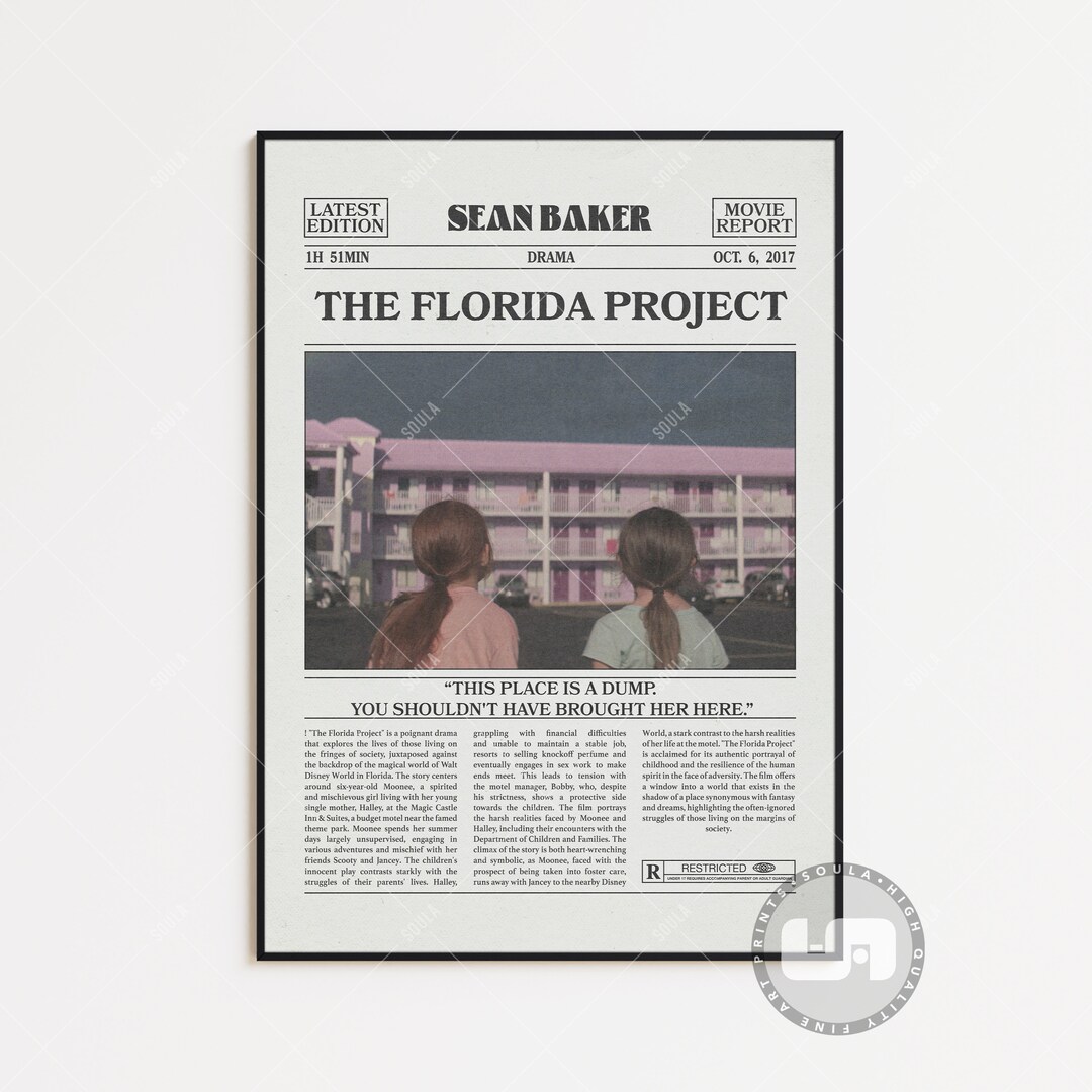 The Florida Project Poster, Sean Baker, Movie Poster, Retro Newspaper ...