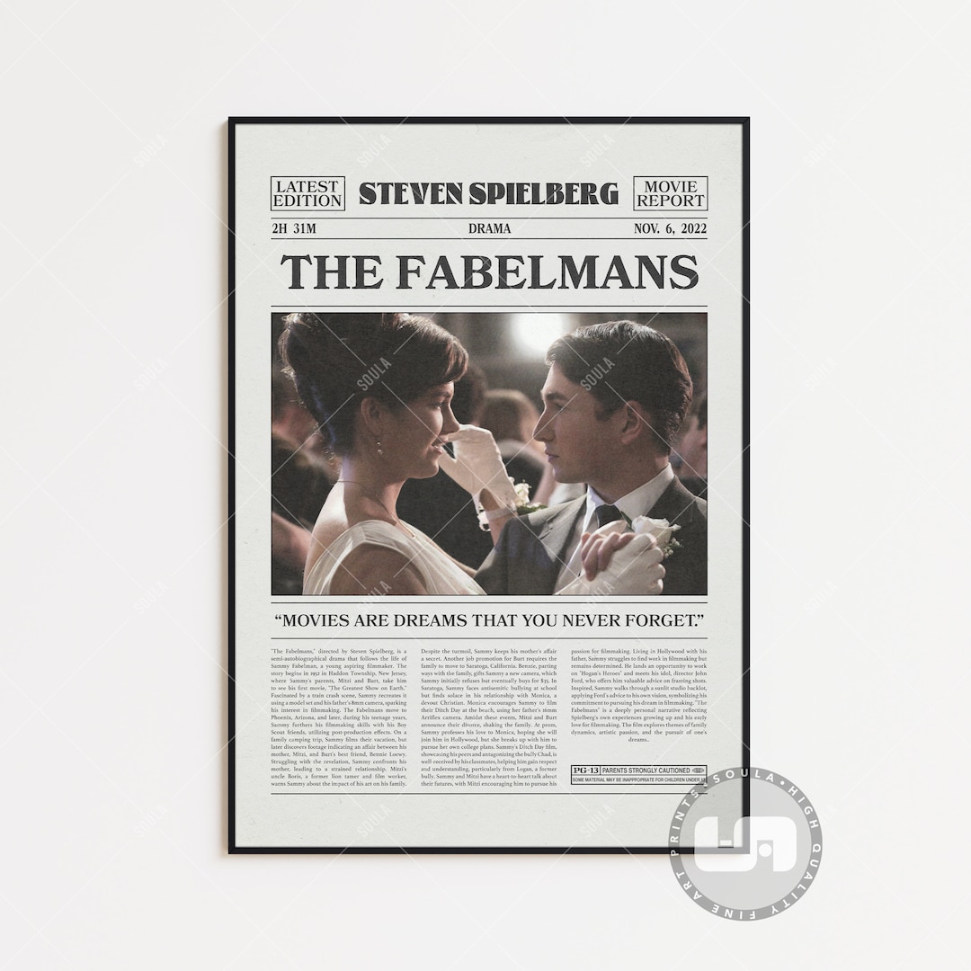 The Fabelmans Poster, Steven Spielberg, Movie Poster, Retro Newspaper ...