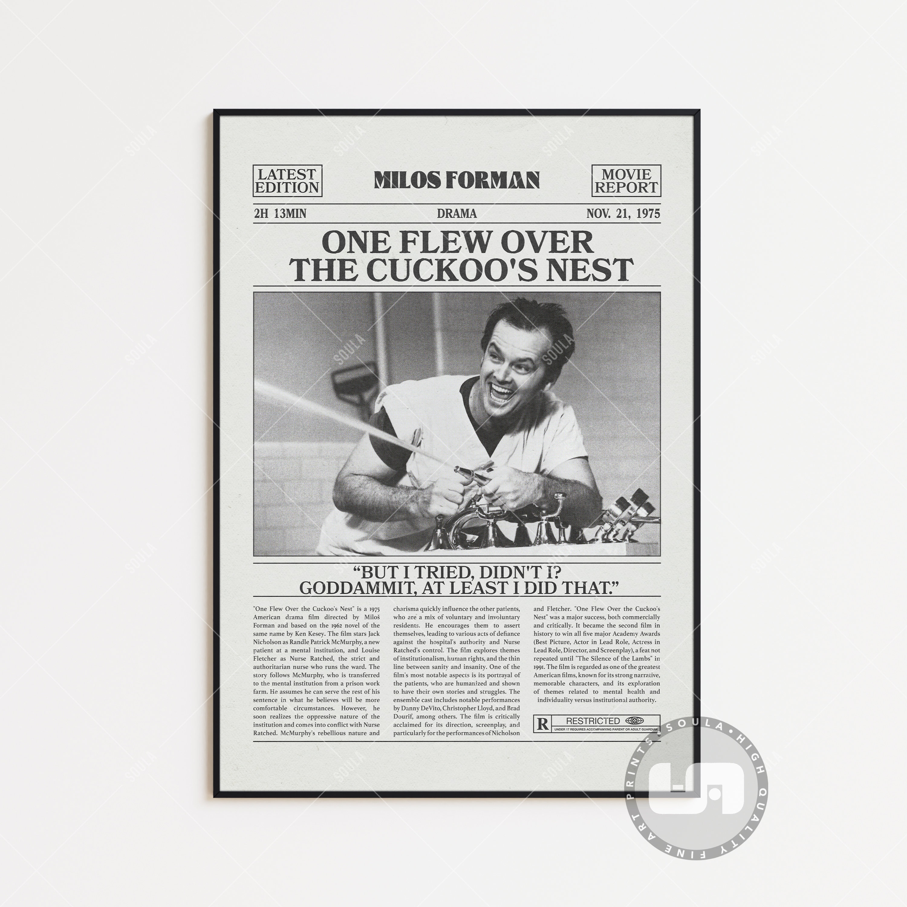 One Flew Over the Cuckoo's Nest Poster, Milos Forman, Movie Poster ...