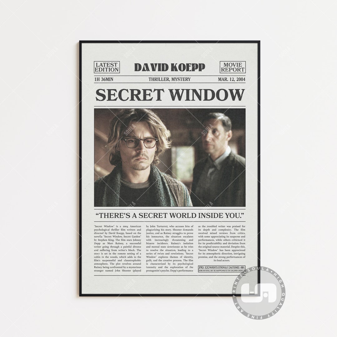 Secret Window Poster, David Koepp, Movie Poster, Retro Newspaper, Black ...