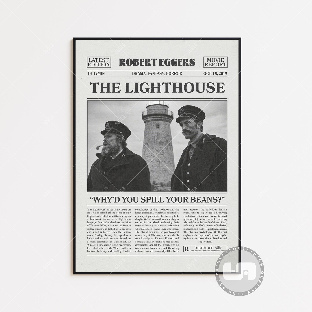 The Lighthouse, Robert Eggers, Retro Newspaper Movie Poster, Black ...