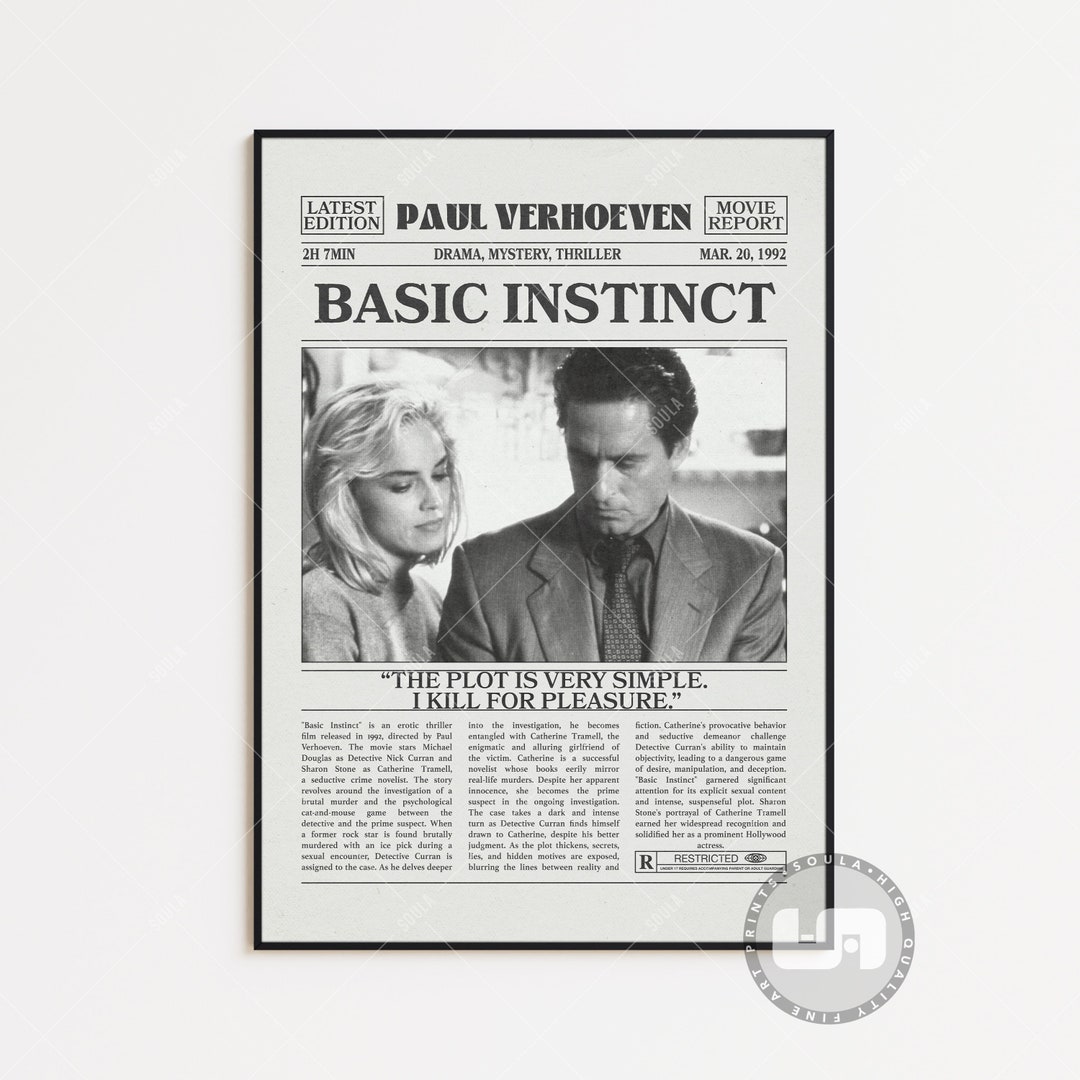 Basic Instinct Poster Paul Verhoeven Retro Newspaper Movie - Etsy